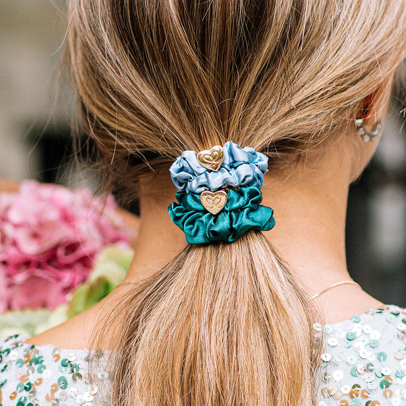 Gold Heart Silk Scrunchie – byEloise